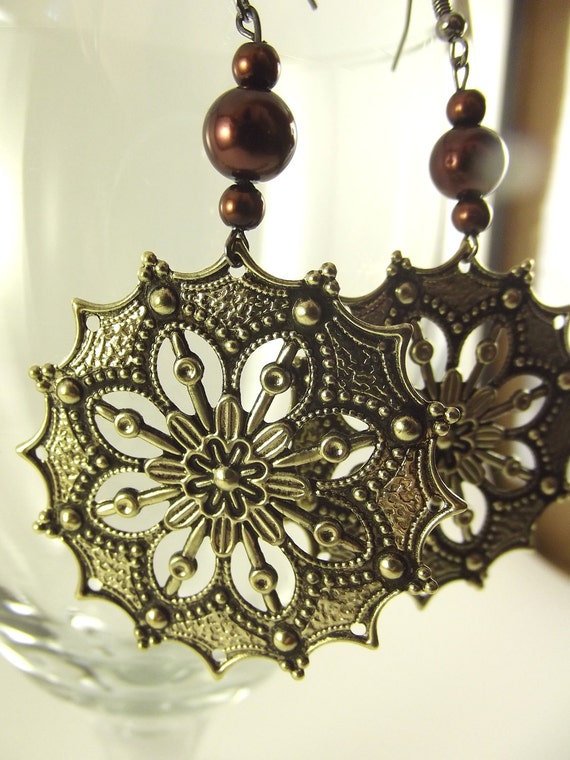 Items similar to Bead and Pendant Dangle Earrings on Etsy