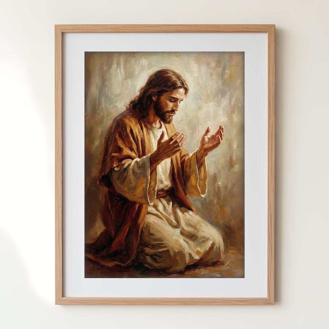 Jesus Praying Wall Art Printable, Christian Prayer Art, Religious Wall ...