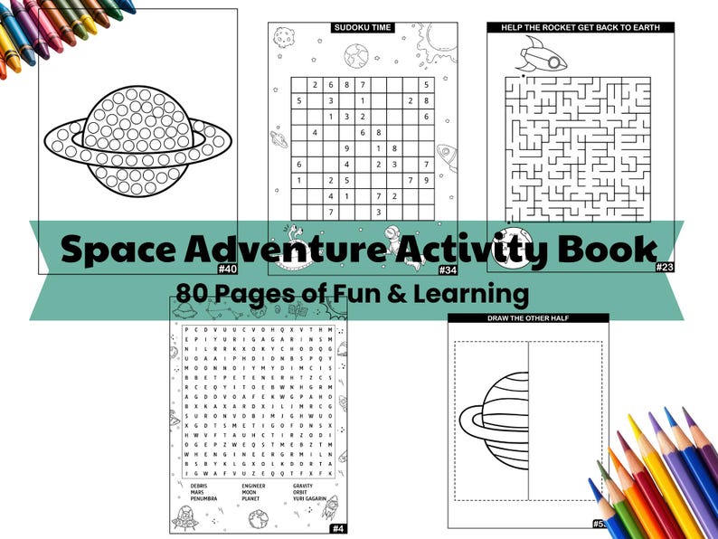 Printable Space Activity Book for Kids – Coloring, Mazes, Worksheets - Etsy