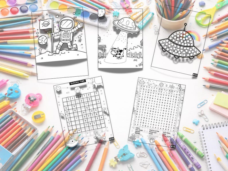 Printable Space Activity Book for Kids – Coloring, Mazes, Worksheets - Etsy