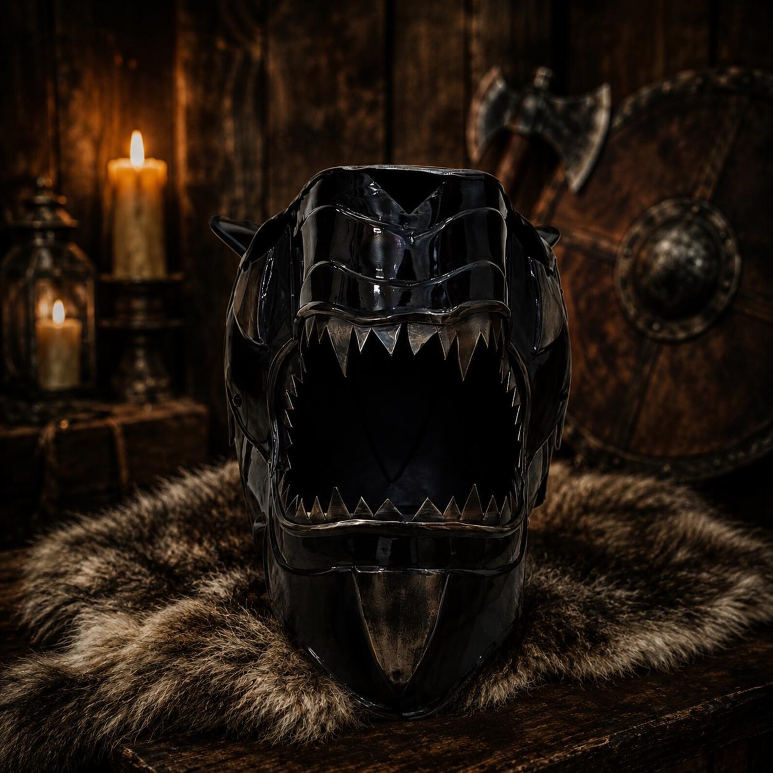 Blackened Steel Wolf Helmet – 18 Gauge Medieval Armor, SCA LARP Cosplay ...