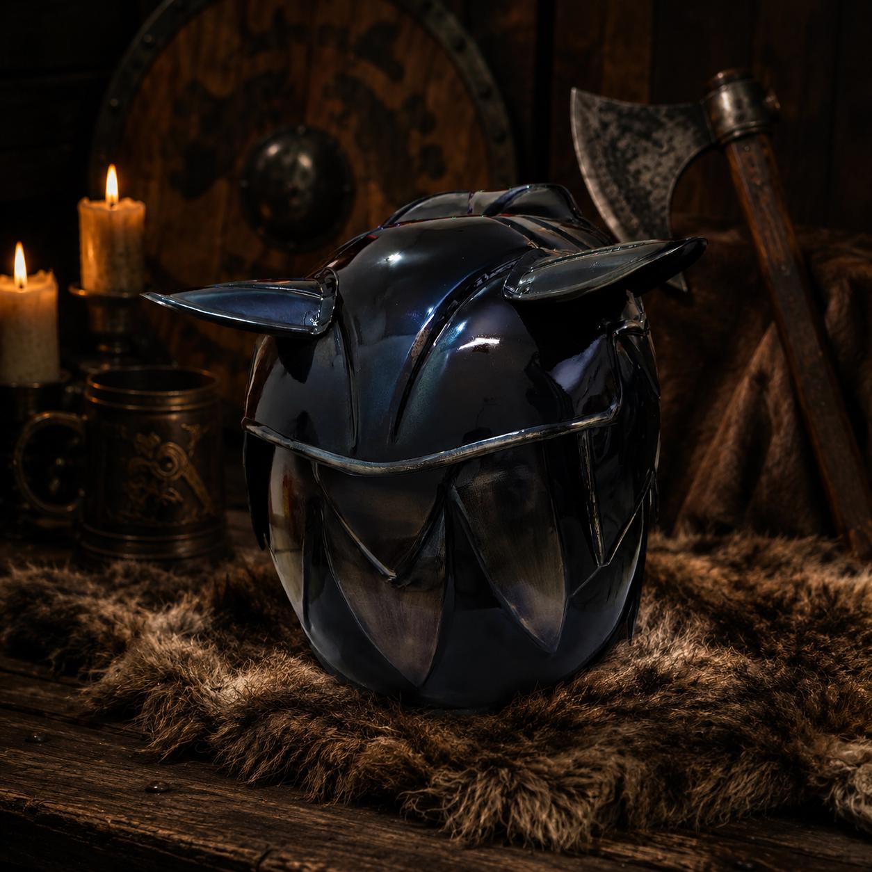 Blackened Steel Wolf Helmet – 18 Gauge Medieval Armor, SCA LARP Cosplay ...