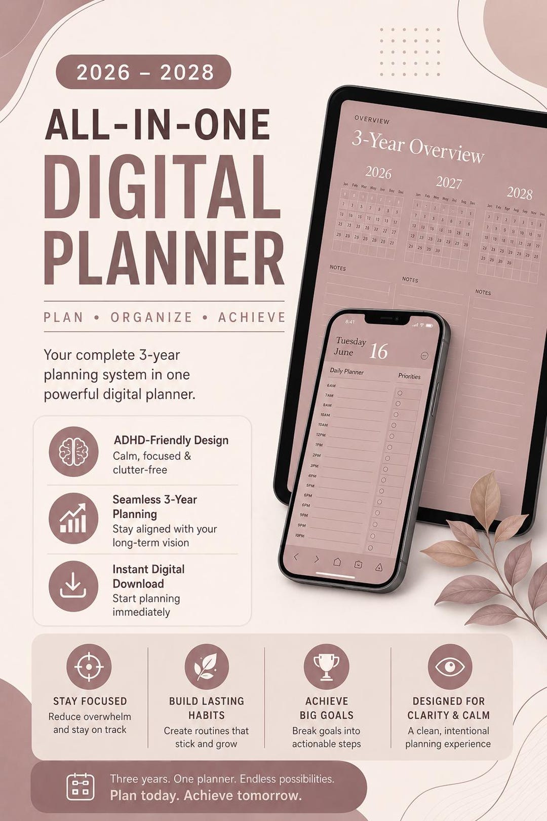 All-in-one Multi-year Digital Planner 2026-2027-2028 - Etsy