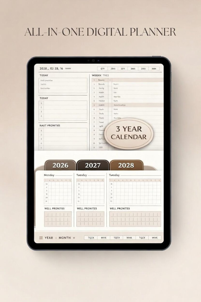 All-in-one Multi-year Digital Planner 2026-2028 - Etsy