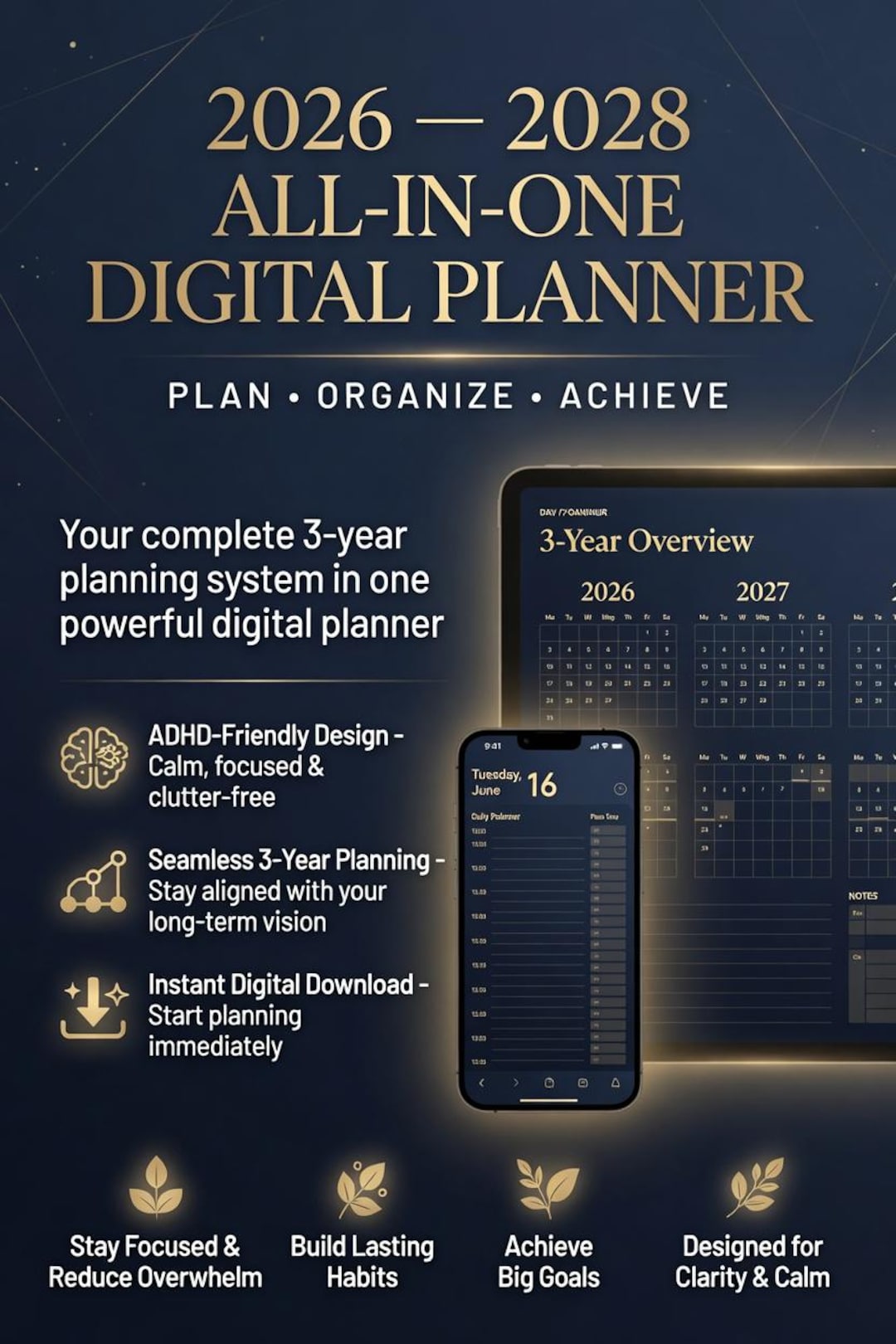 All-in-one Multi-year Digital Planner 2026-2028 - Etsy