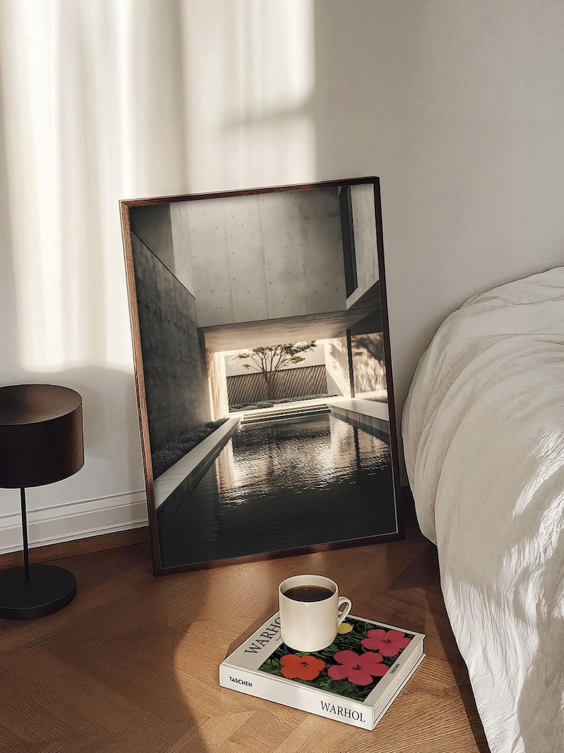 Zen Courtyard Pool Art Print | Concrete Architecture Reflection ...