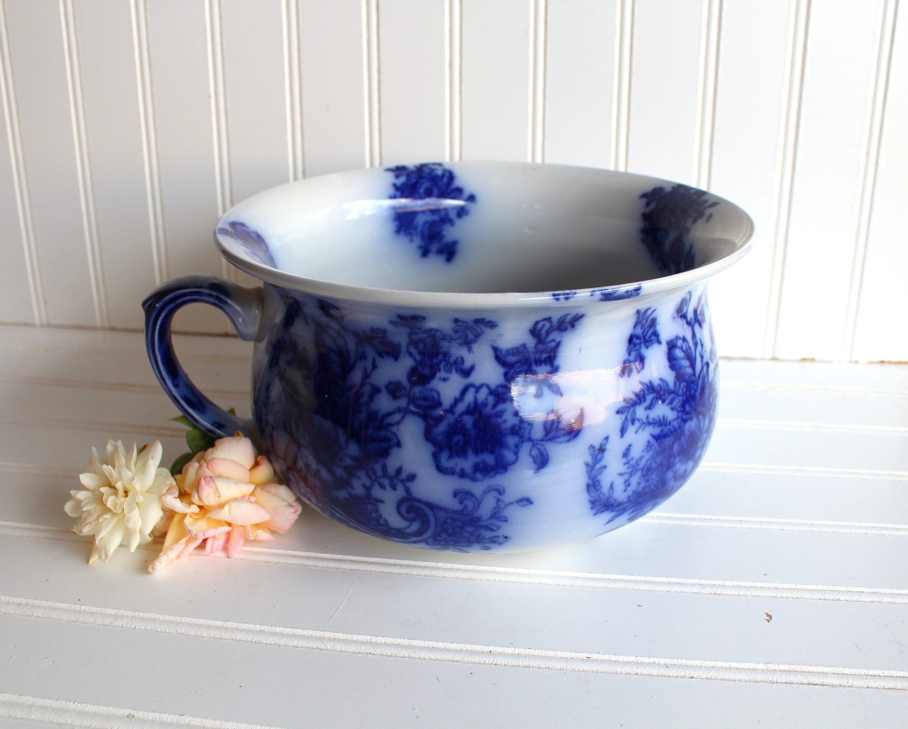 1900s Rare Antique English Blue and White Chamber Pot Made in England ...