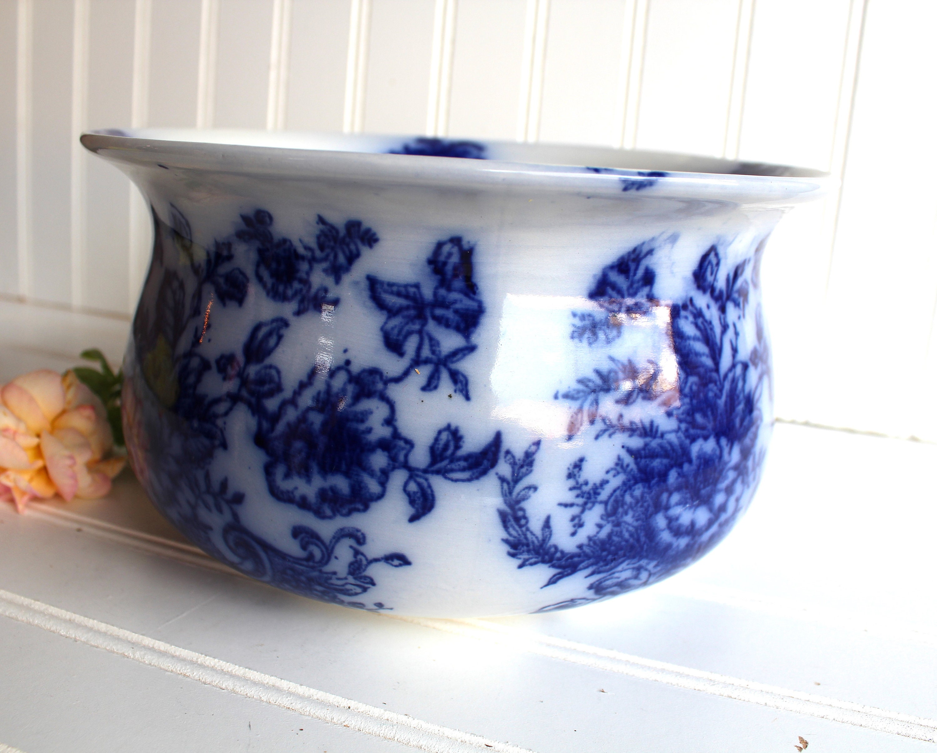 1900s Rare Antique English Blue and White Chamber Pot Made in England ...
