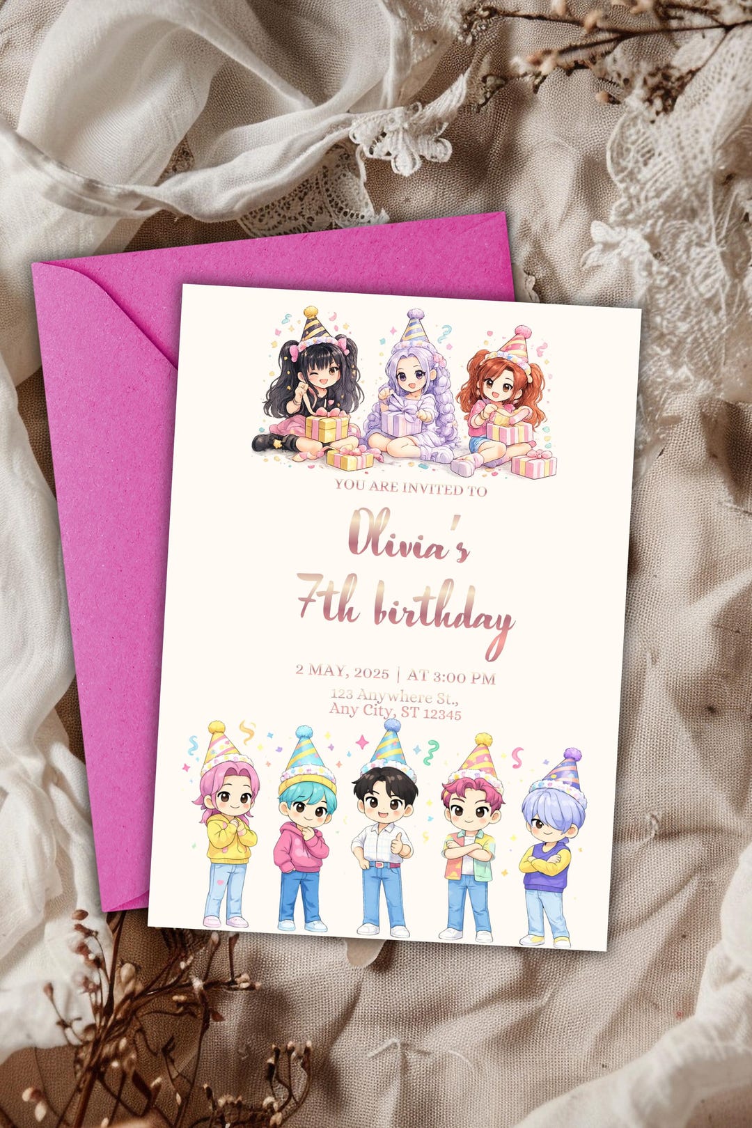 Anime Birthday Invitation Digital Kpop Demon Hunters Invitation Party ...