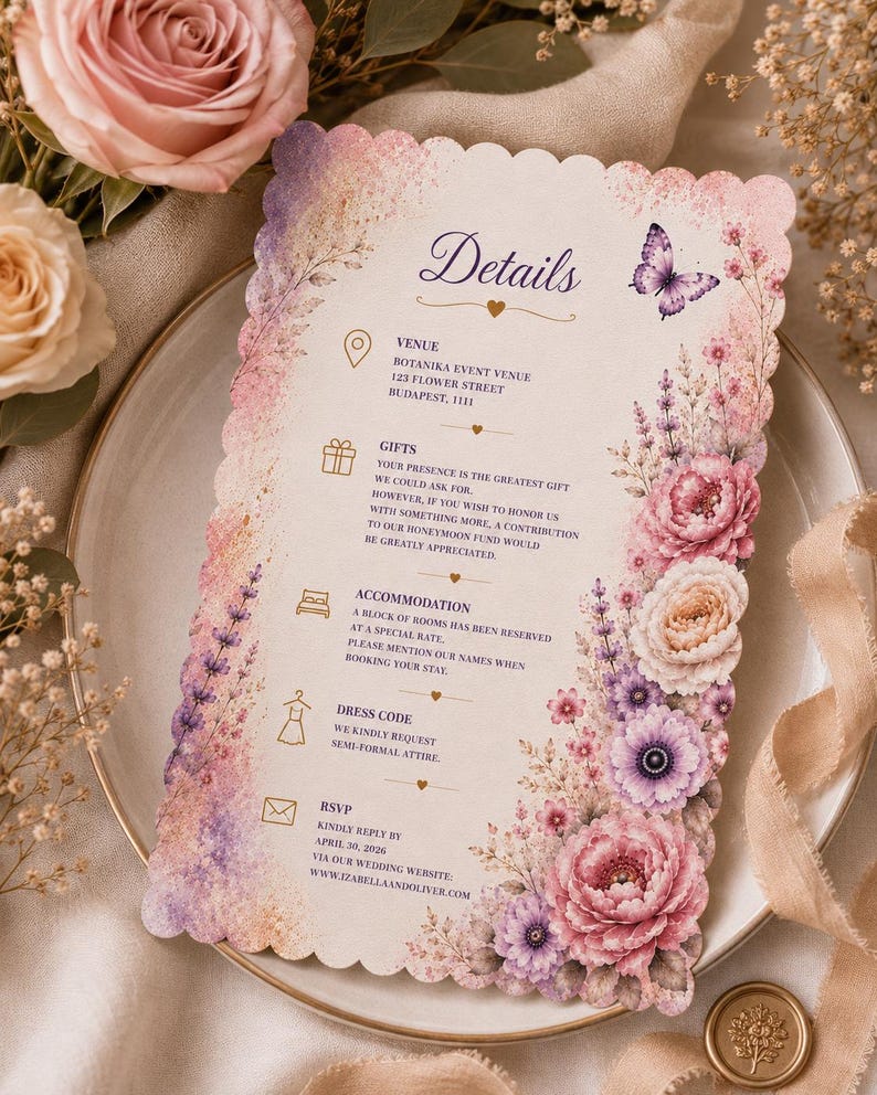 Handmade Butterfly Wedding Invitation Suite: Pastel Floral Watercolor ...