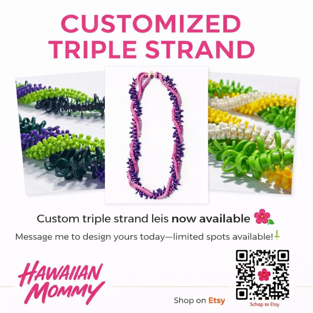 Custom Triple Strand Forever Lei | Graduation, School Colors, Hawaiian ...