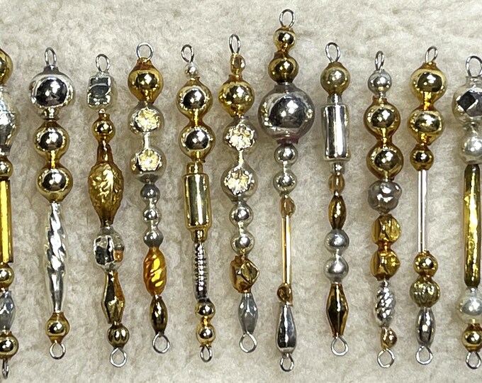 Beaded Icicle Set Set of 3 Purple and Gold Table Cut Glass Hearts Topaz ...