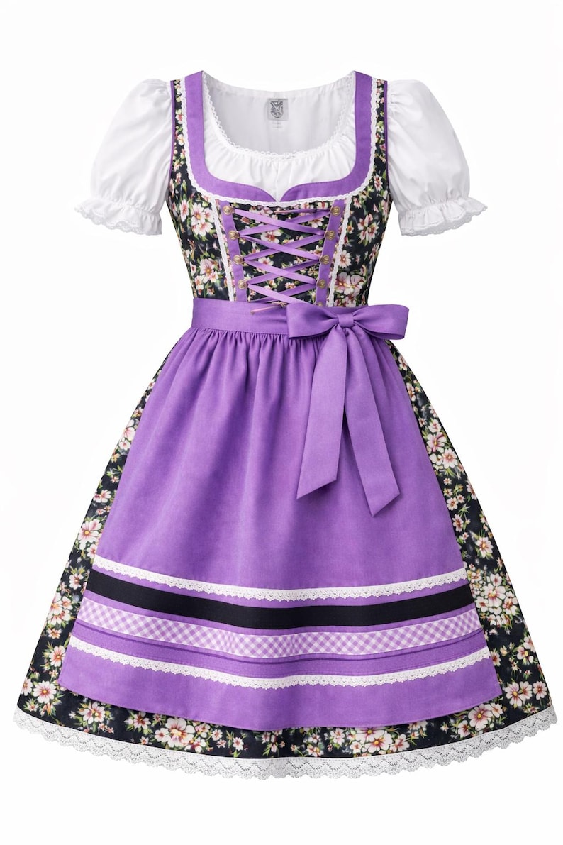 Dark Green Floral Dirndl Dress – Traditional Bavarian Oktoberfest ...