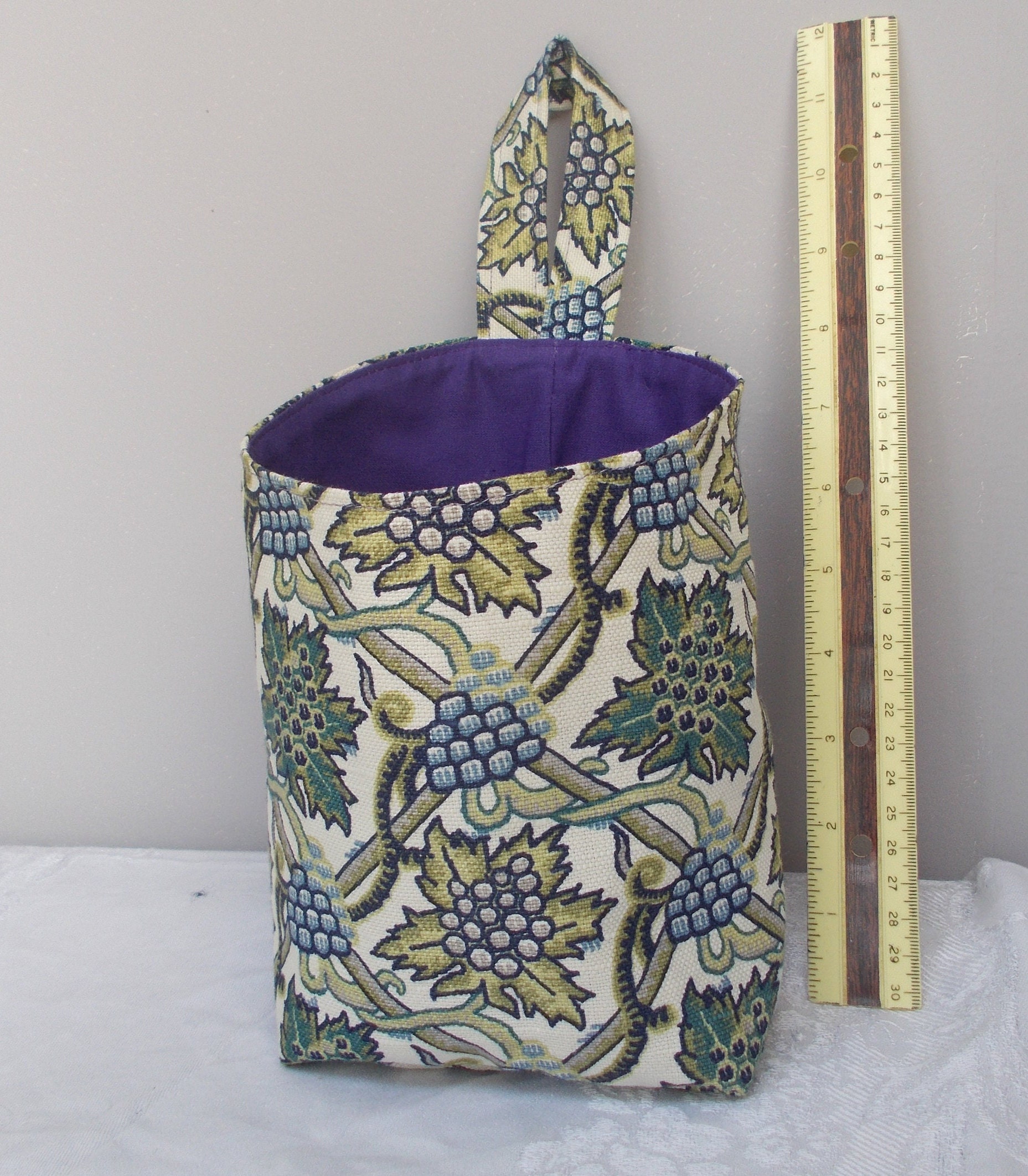 Fabric Storage Pod - Vineyard Grapes - Hanging Organizer - Peg Basket ...