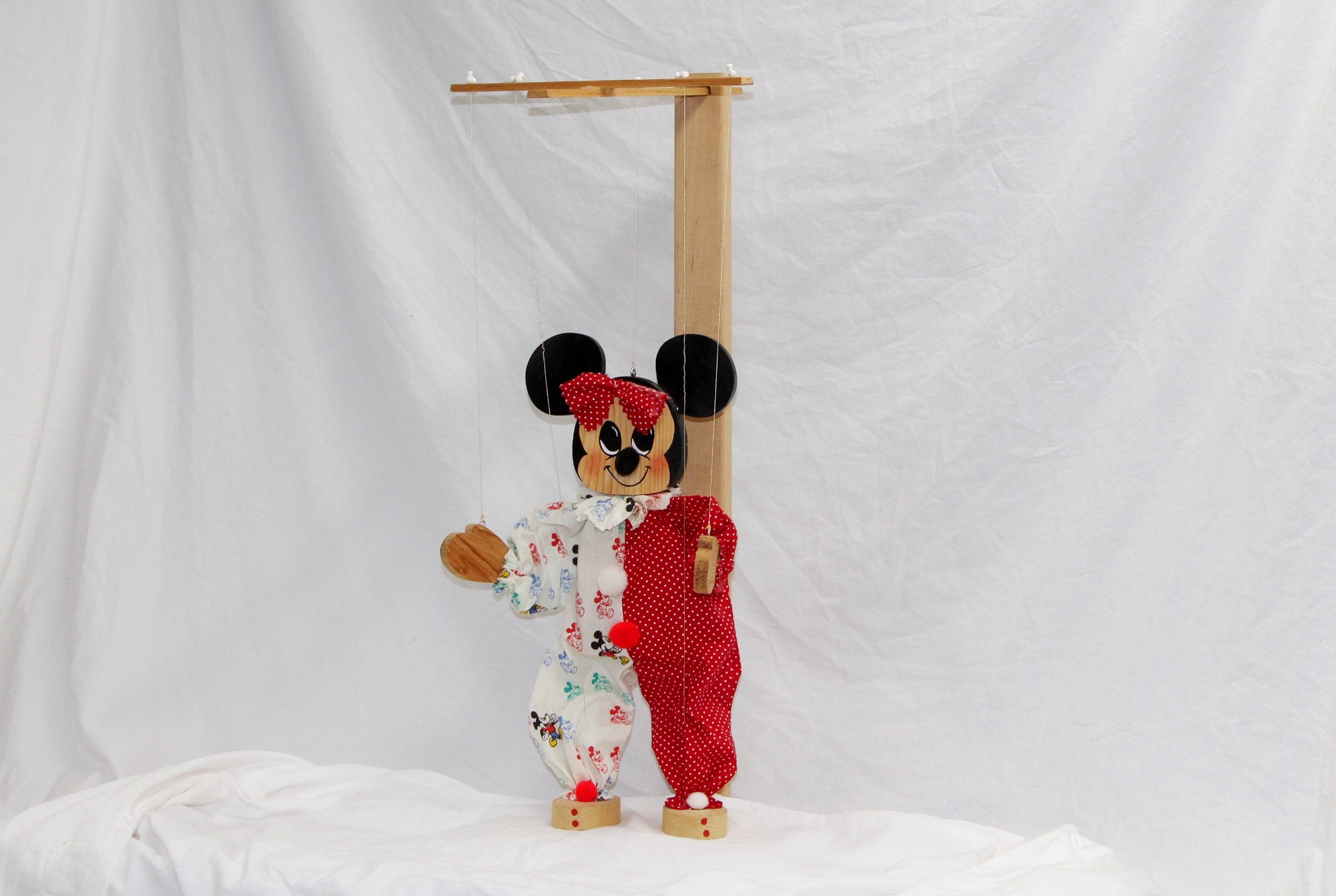 Vintage Minnie Mouse Puppet Handmade Marionette Wooden - Etsy 日本