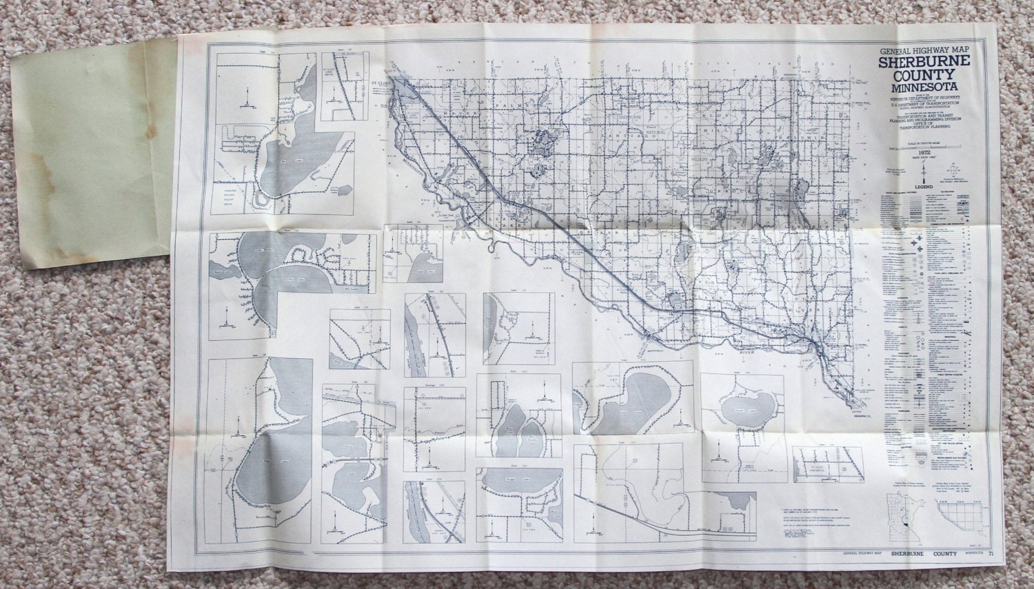 1972 Sherburne County Map Hudson Map Company General Highway Fold-out ...