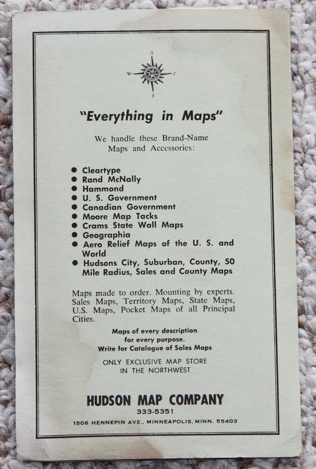 1972 Sherburne County Map Hudson Map Company General Highway Fold-out ...