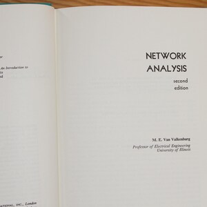Network Analysis Van Valkenburg Second Printing Vintage Textbook 1965 ...