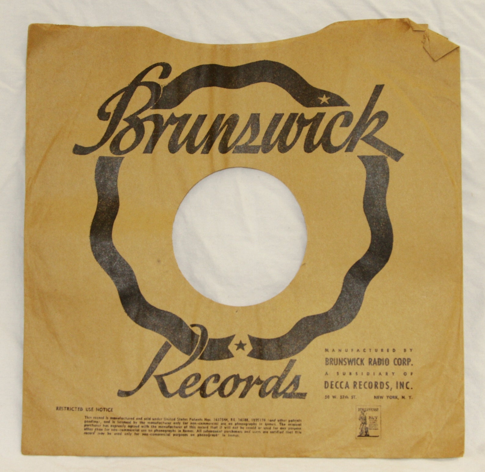 Brown Paper Record Sleeves Vintage 78 RPM Record Sleeve Mercury ...