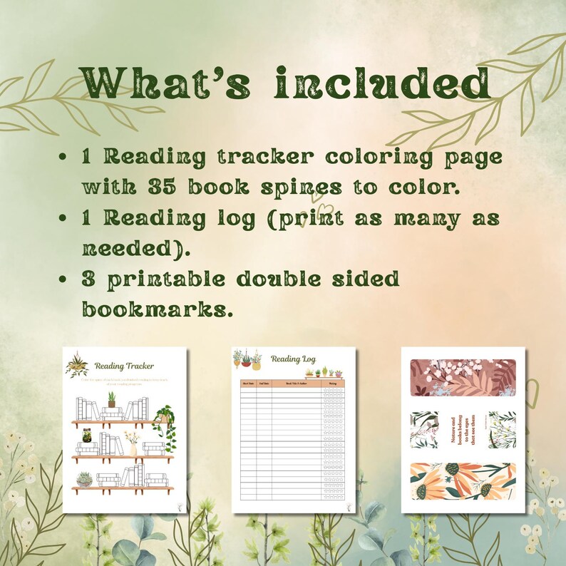 Reading Tracker Coloring Page Set | Bookshelf Log, Bookmarks (digital ...