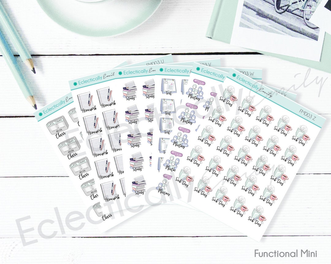 FUNCTIONAL MINI Planner Icons SCHOOL Icons Functional Stickers School ...