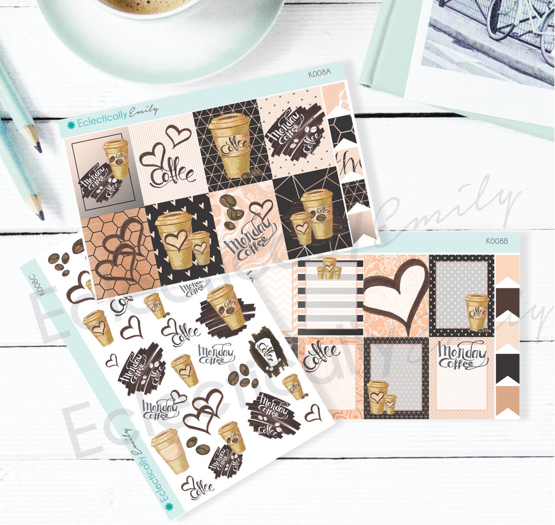 Monday's Are for Coffee Planner Sticker Kit Planner - Etsy