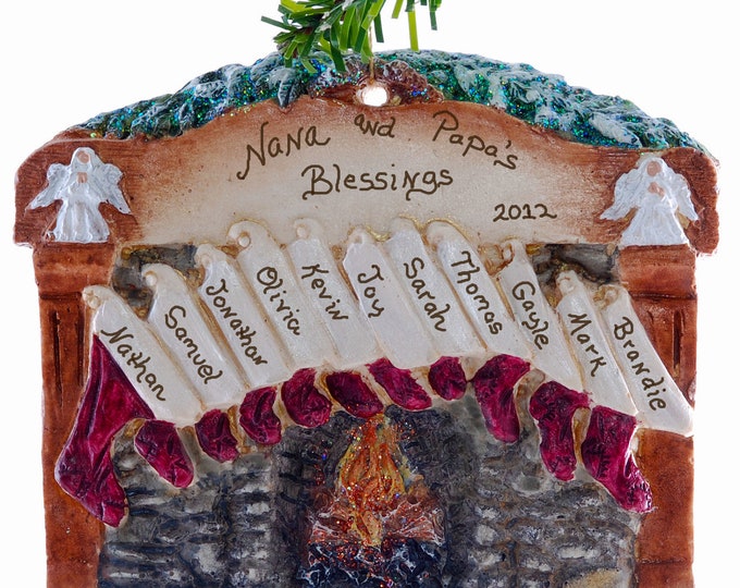 Family of 11 Stockings Ornament Fireplace Mantel Personalized Christmas ...