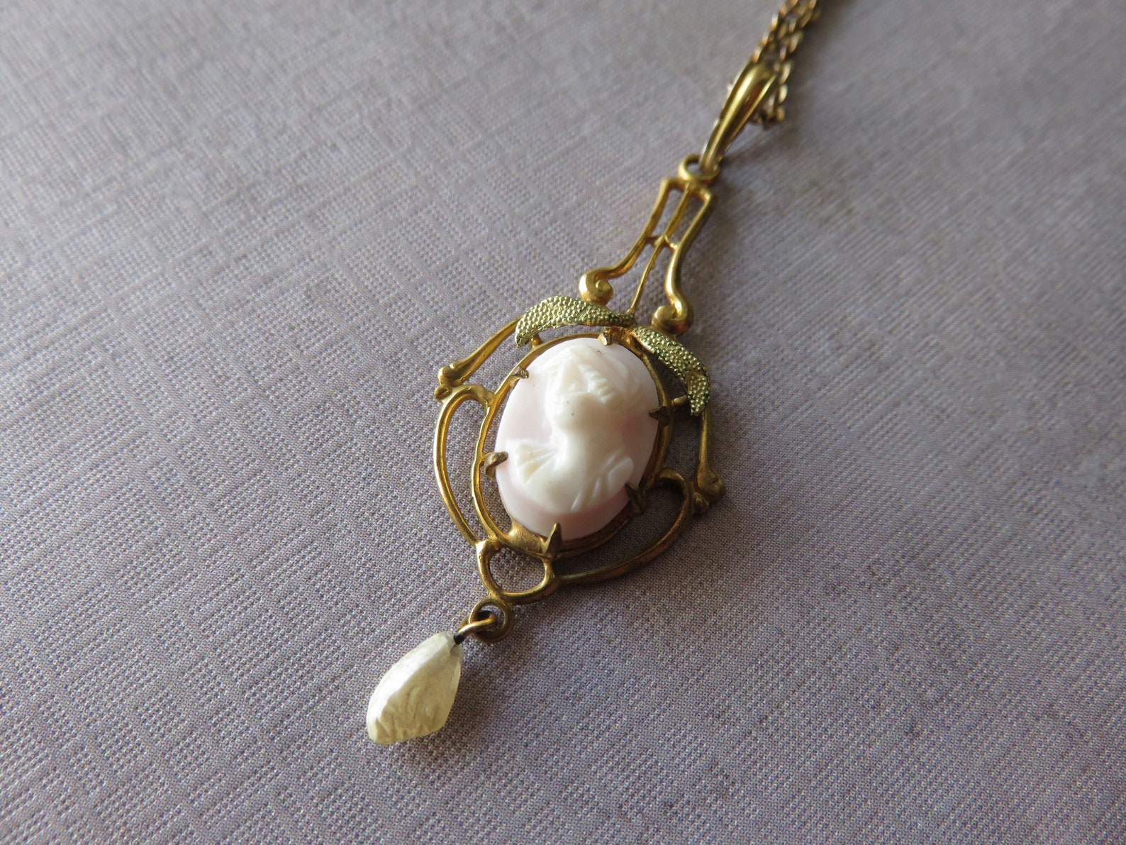 Antique Victorian 1/20 12K GF Gold Filled Lavalier Pendant Necklace ...