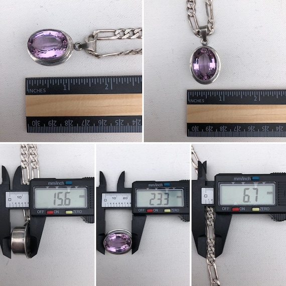 1960s Large Sterling Silver Oval Faceted Amethyst Amu… - Gem
