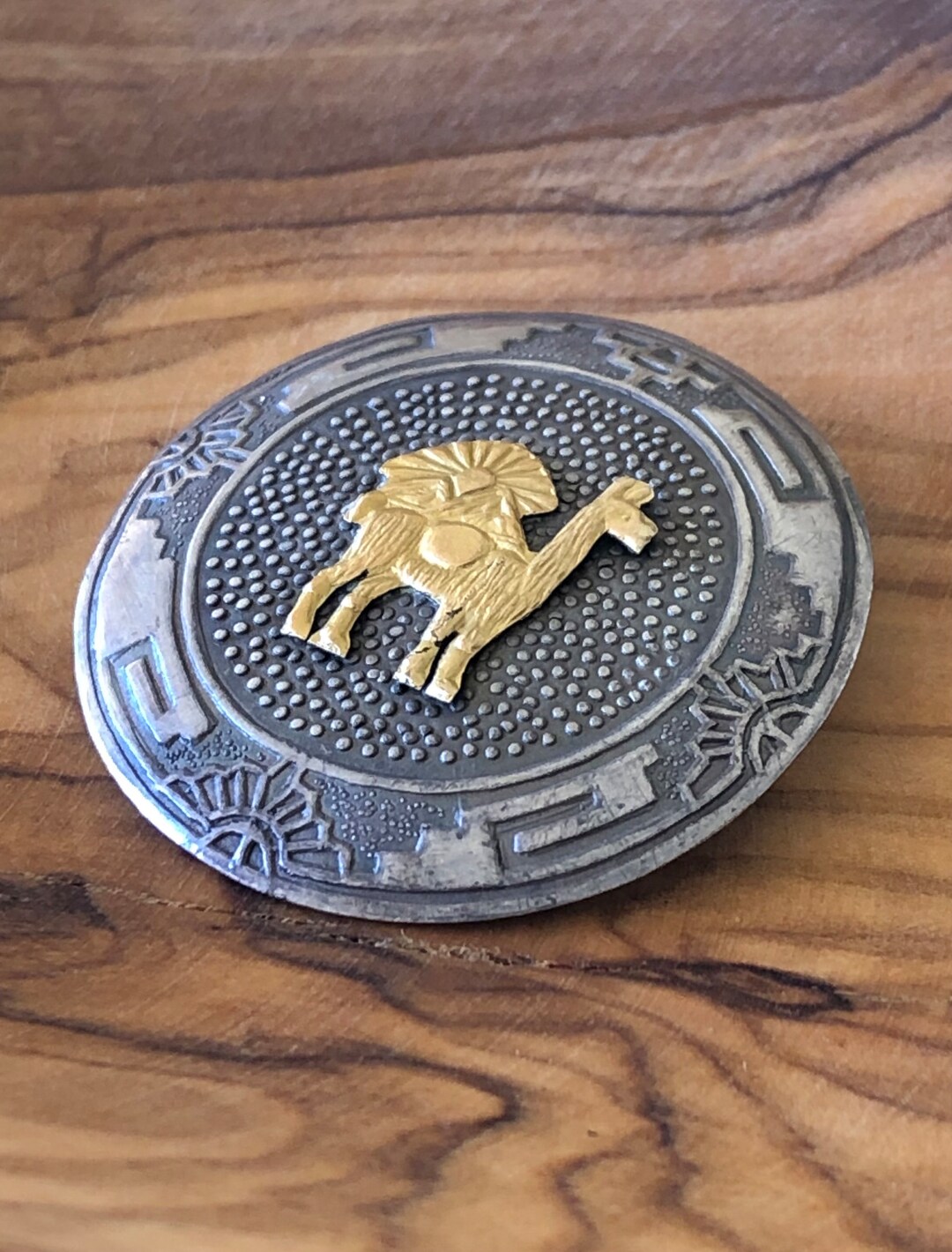 Sterling Silver Peruvian Inca Pendant and Brooch With 18K Llama and Sun ...