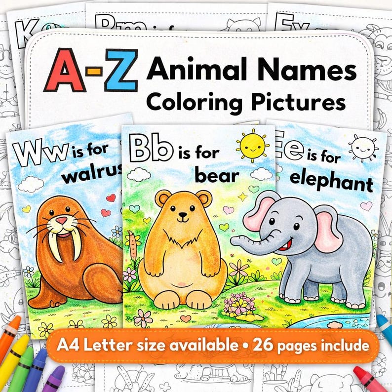 Animals Alphabet Coloring Book A-Z for Kids, Educational ABC Activity ...