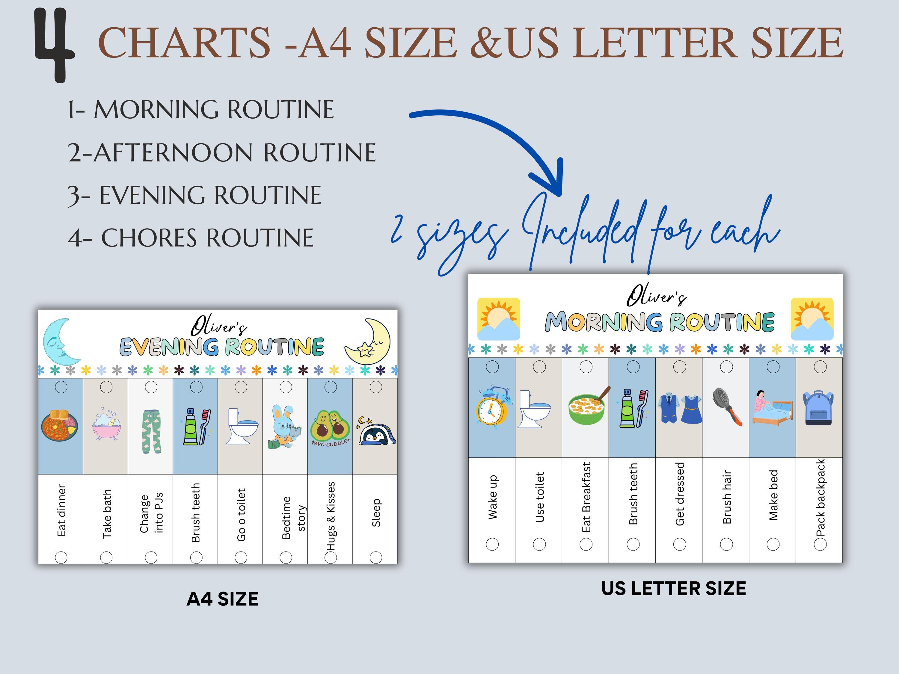 Editable Kids Flip Routine Chart Printable, Routine Chart for Kids ...