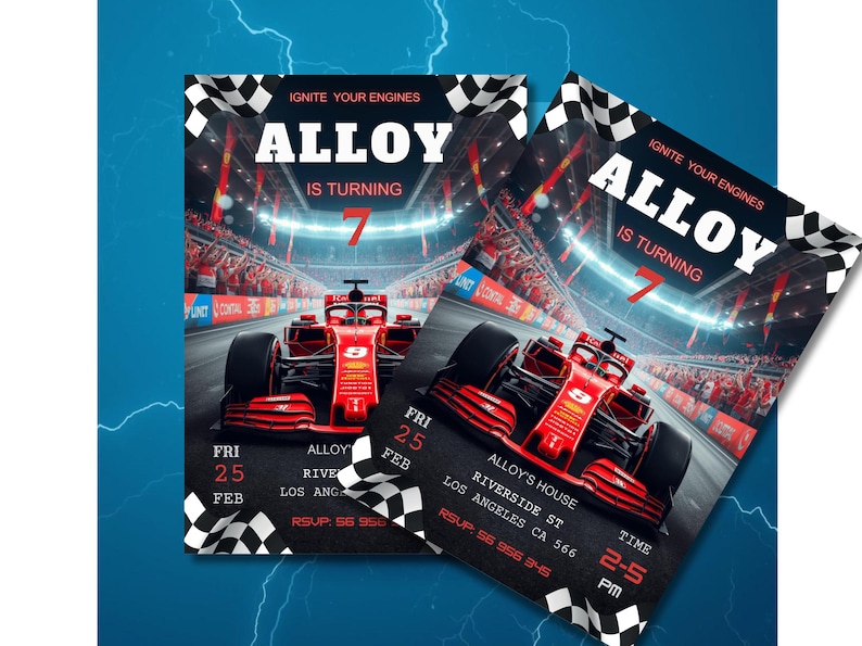 Formula One Birthday Invitation, Race Car Party, Racing Party Template ...
