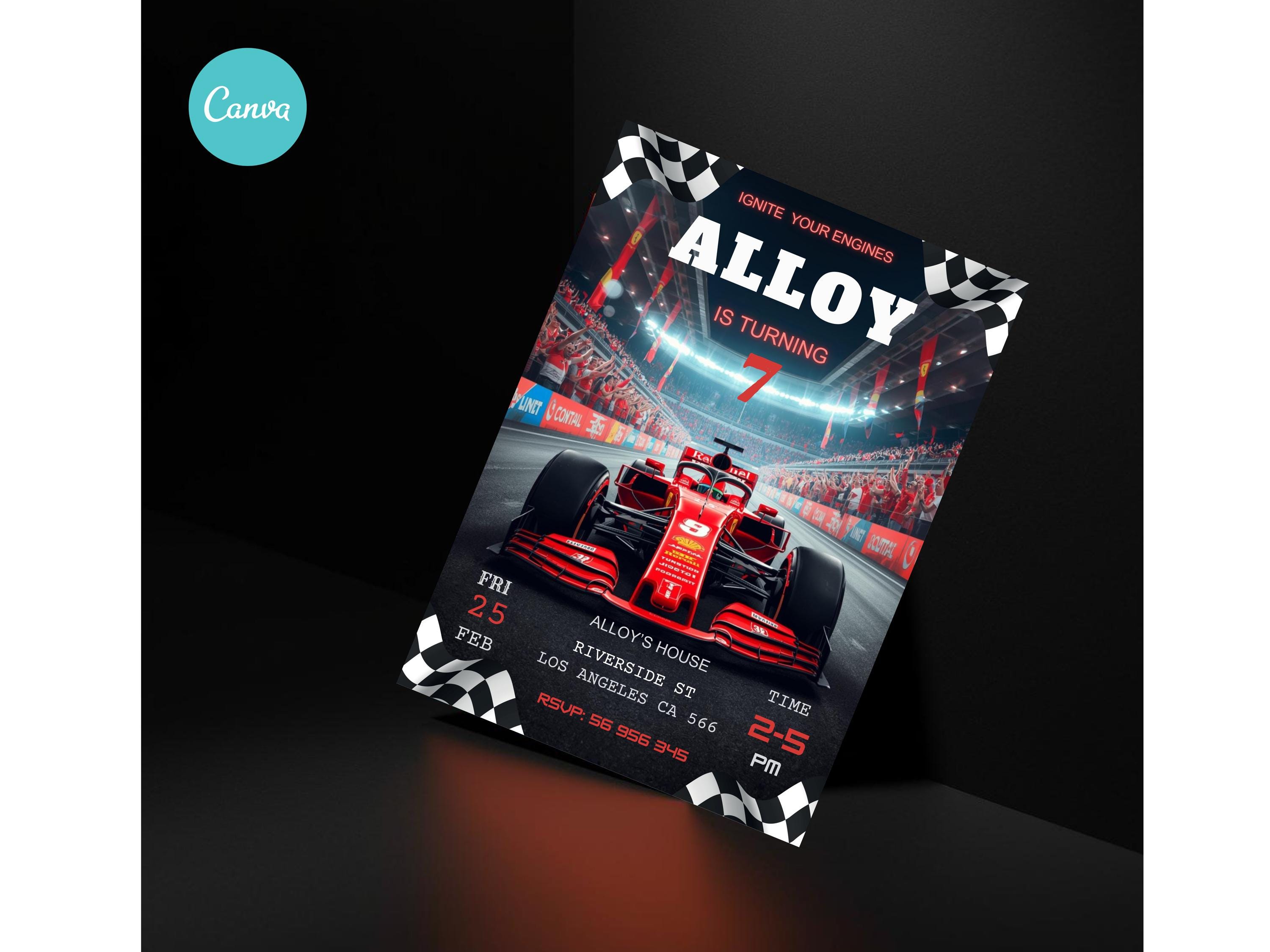 Formula One Birthday Invitation, Race Car Party, Racing Party Template ...