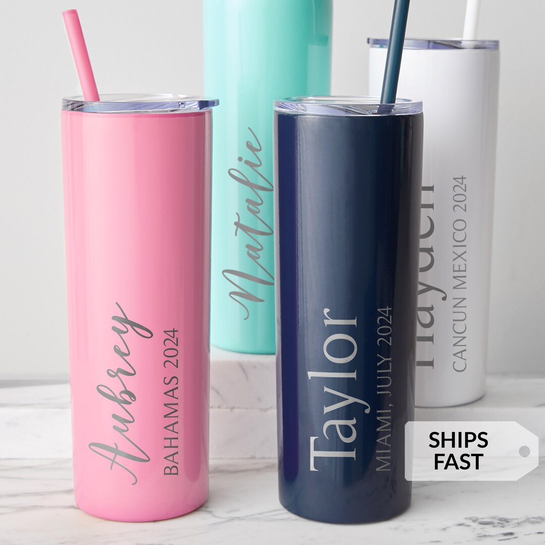 Engraved Personalized Vacation Skinny Tumbler With Straw by Lifetime ...