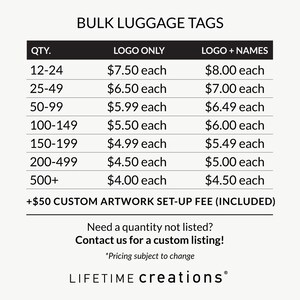 Bulk Custom Luggage Tags With Logo by Lifetime Creations: - Etsy