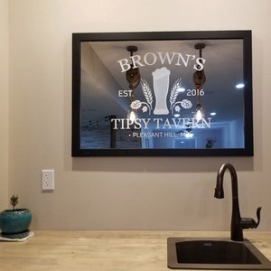 Engraved Personalized Bar Mirror craft Beer: Large Custom | Etsy