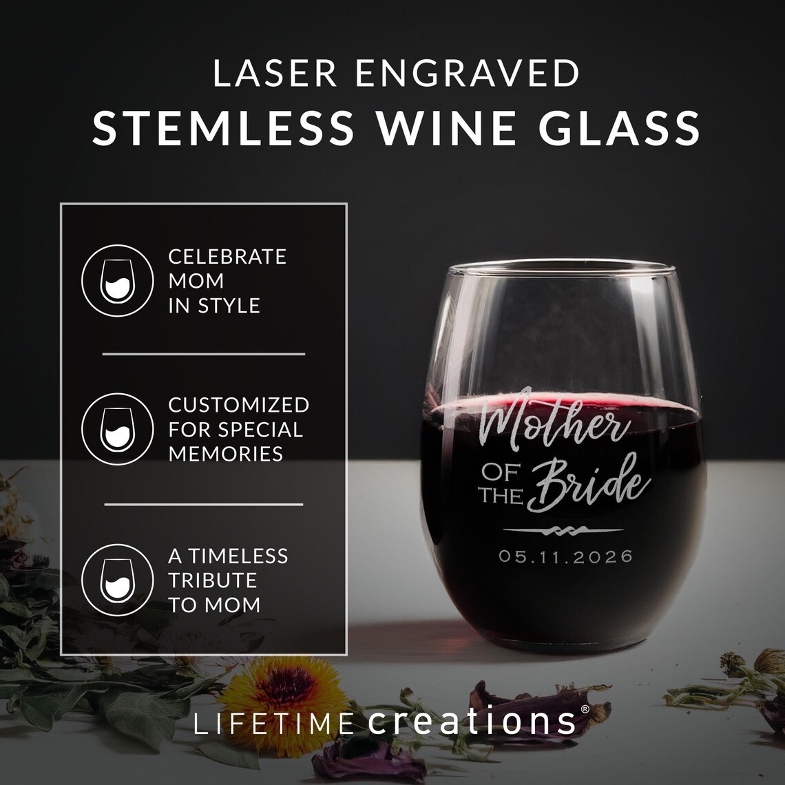 Personalized Mother of the Bride or Mother of the Groom Stemless Wine ...