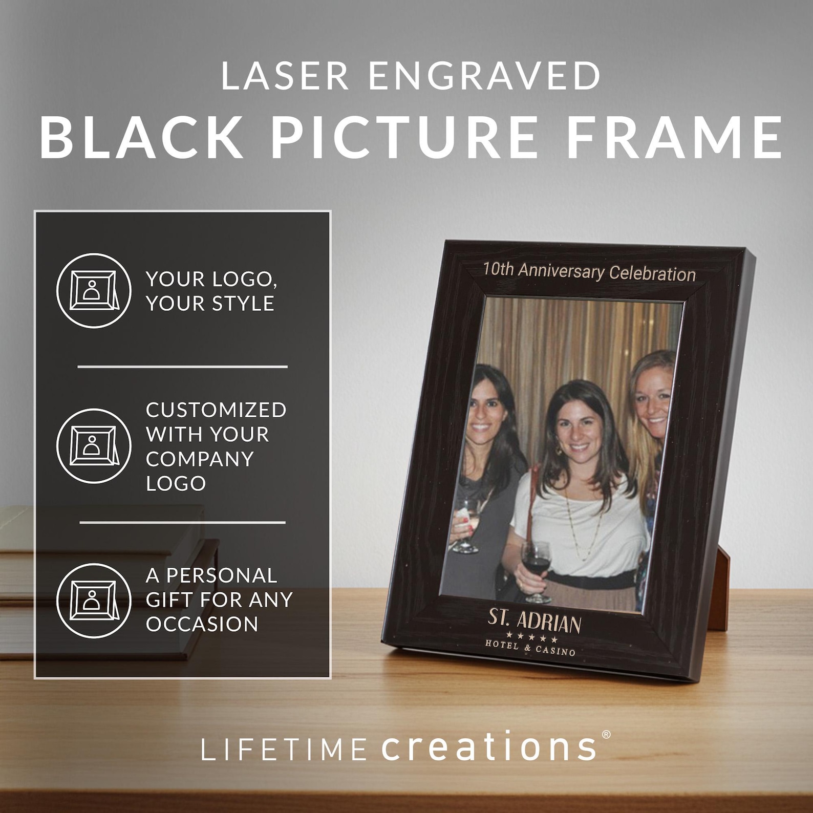 Bulk Custom Engraved Picture Frames (black) With Logo by Lifetime ...