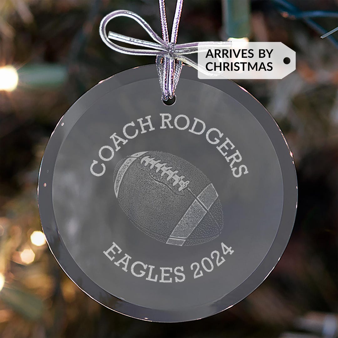 Personalized Football Coach Ornament: Engraved Glass Football Coach ...