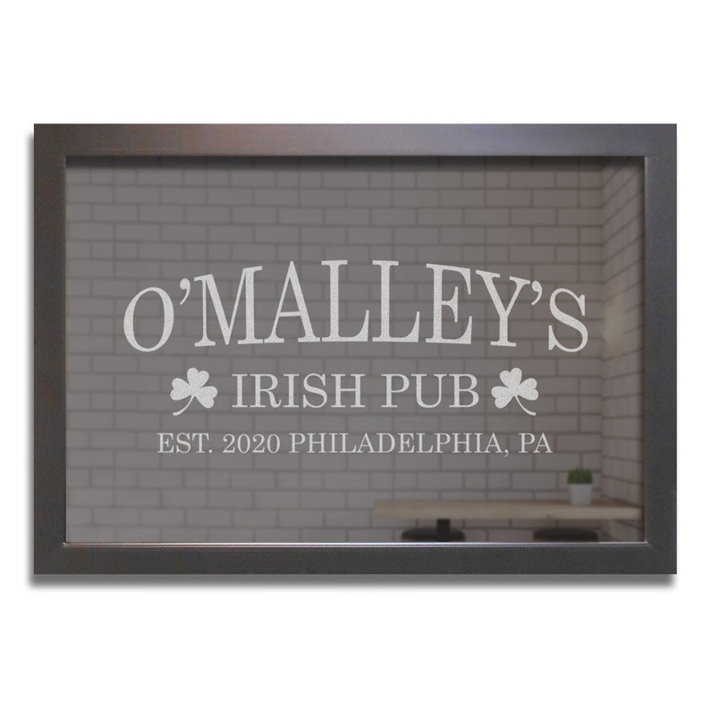 Engraved Custom Bar Mirror irish Pub by Lifetime Creations: - Etsy