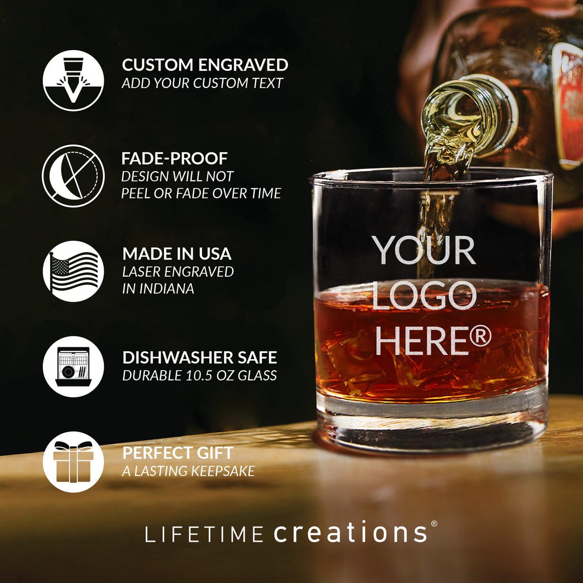 Bulk Custom Engraved Whiskey Glasses With Logo by Lifetime Creations ...