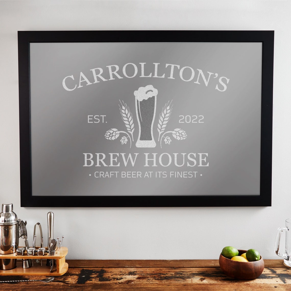 Engraved Personalized Bar Mirror craft Beer: Large Custom - Etsy
