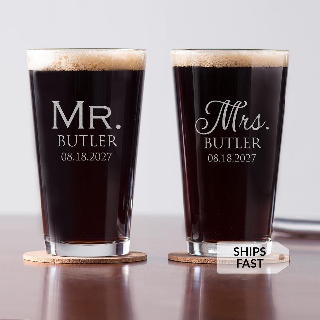 Personalized Mr & Mrs Pint Glasses by Lifetime Creations: Mr Mrs Beer ...