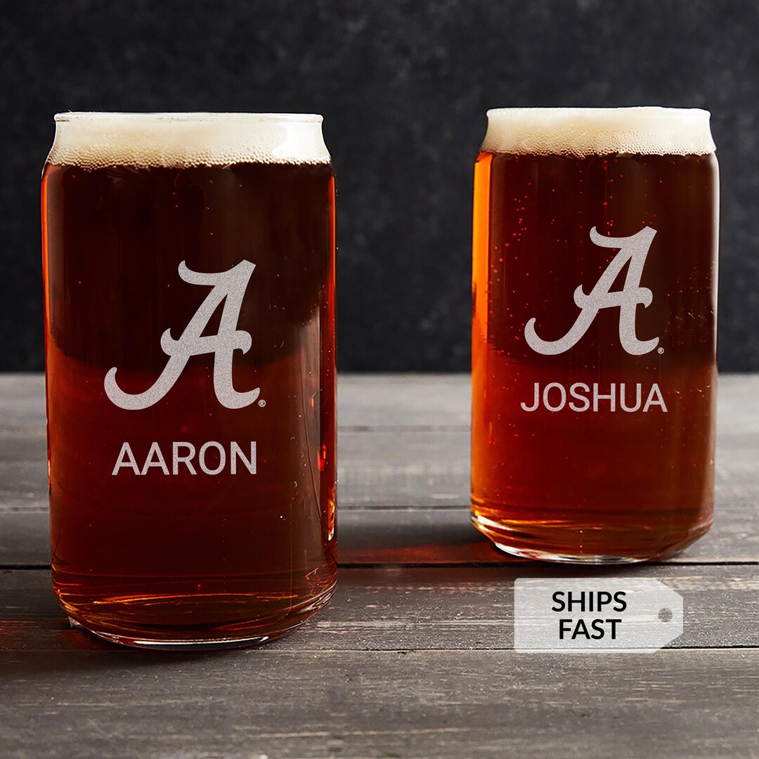 Personalized Alabama Crimson Tide Beer Can Glass by Lifetime Creations ...