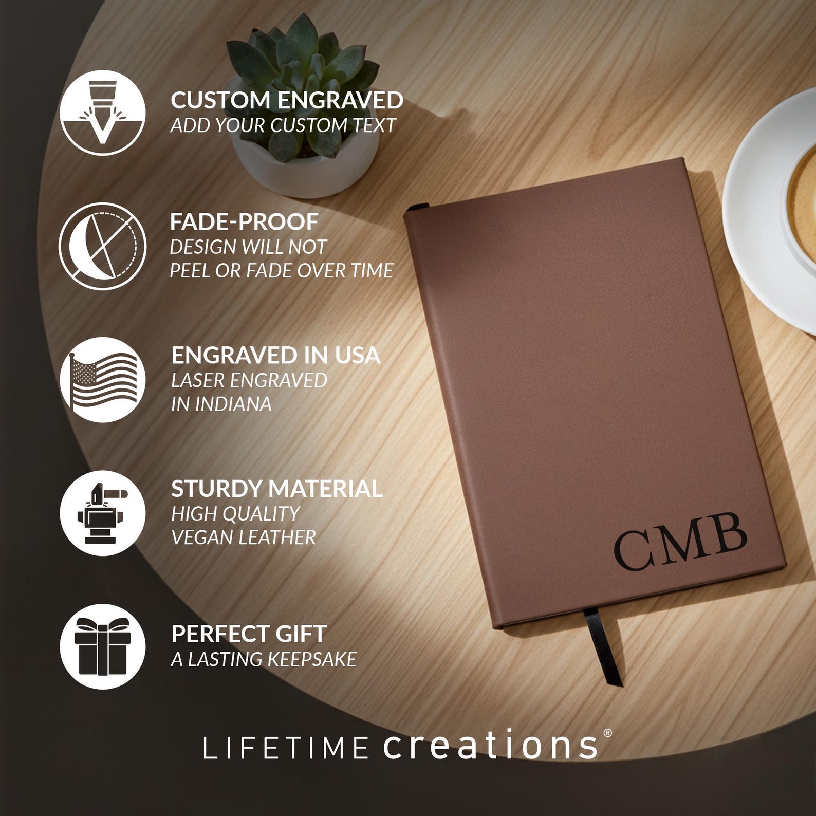 Personalized Monogrammed Journal by Lifetime Creations: Vegan Leather ...