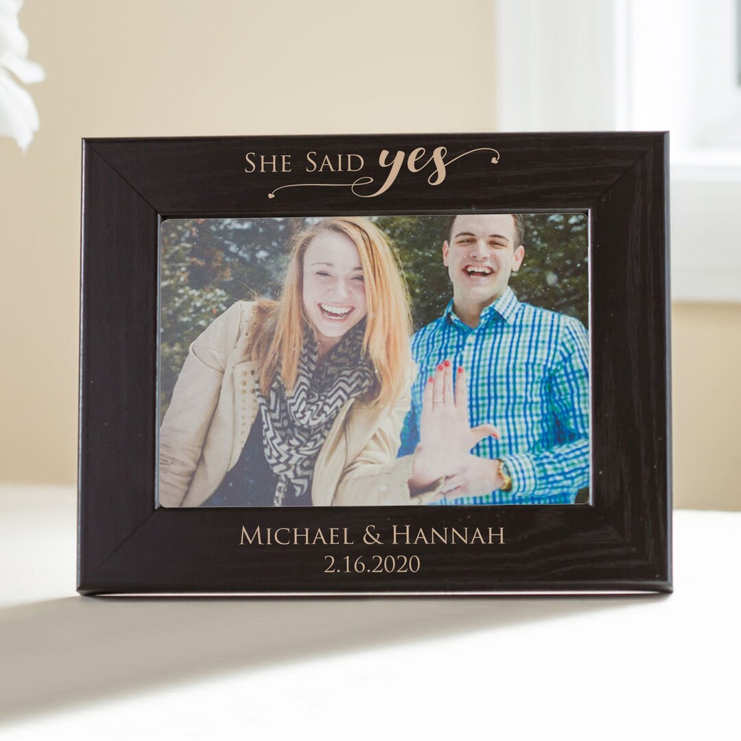 Engraved Personalized Engagement Picture Frame black by - Etsy