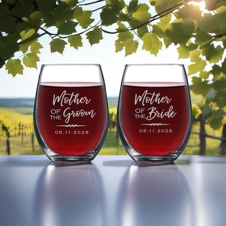 Personalized Mother of the Bride or Mother of the Groom Stemless Wine ...