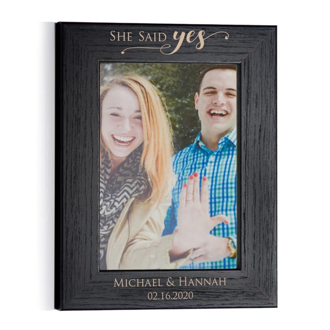 Engraved Personalized Engagement Picture Frame black by - Etsy