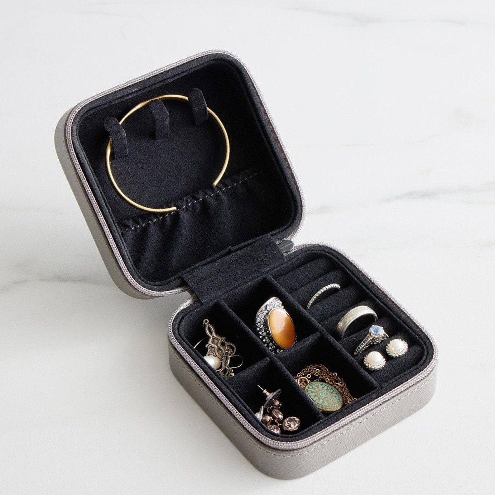 Lifetime Creations Personalized Travel Jewelry Box With Flower Initial ...